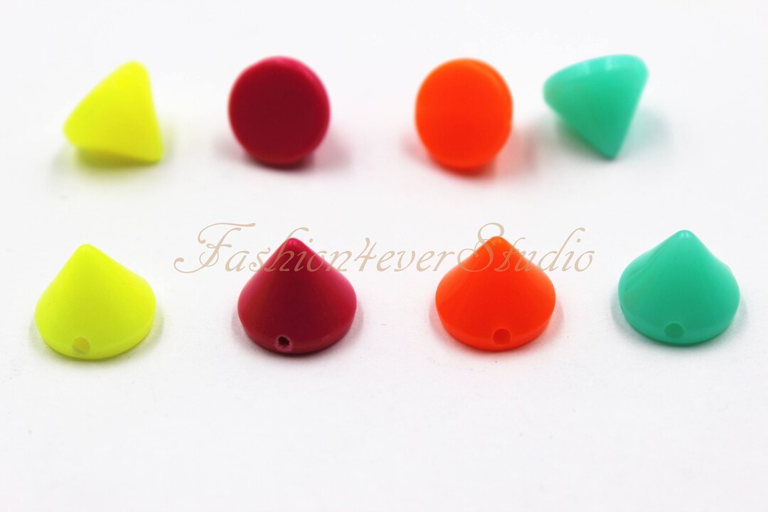 90pcs Sew on Neon Acrylic Studs Spikes, 7x9mm Plastic Studs, Rivets ...