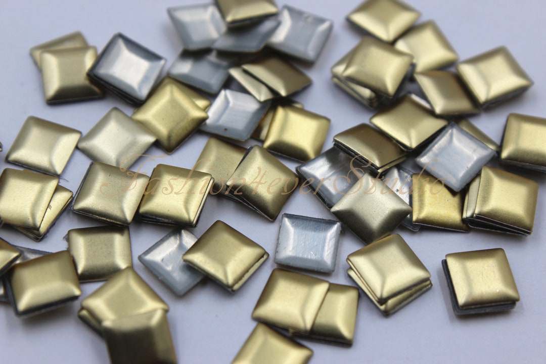 200pcs Iron on Matte Gold Square Studs, 6mm Metal Studs, Hot Fix Gold ...