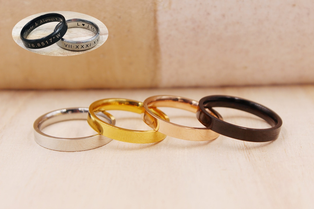 Customized 4mm Stainless Steel Ring, Steel Ring, Unisex Stainless Steel ...
