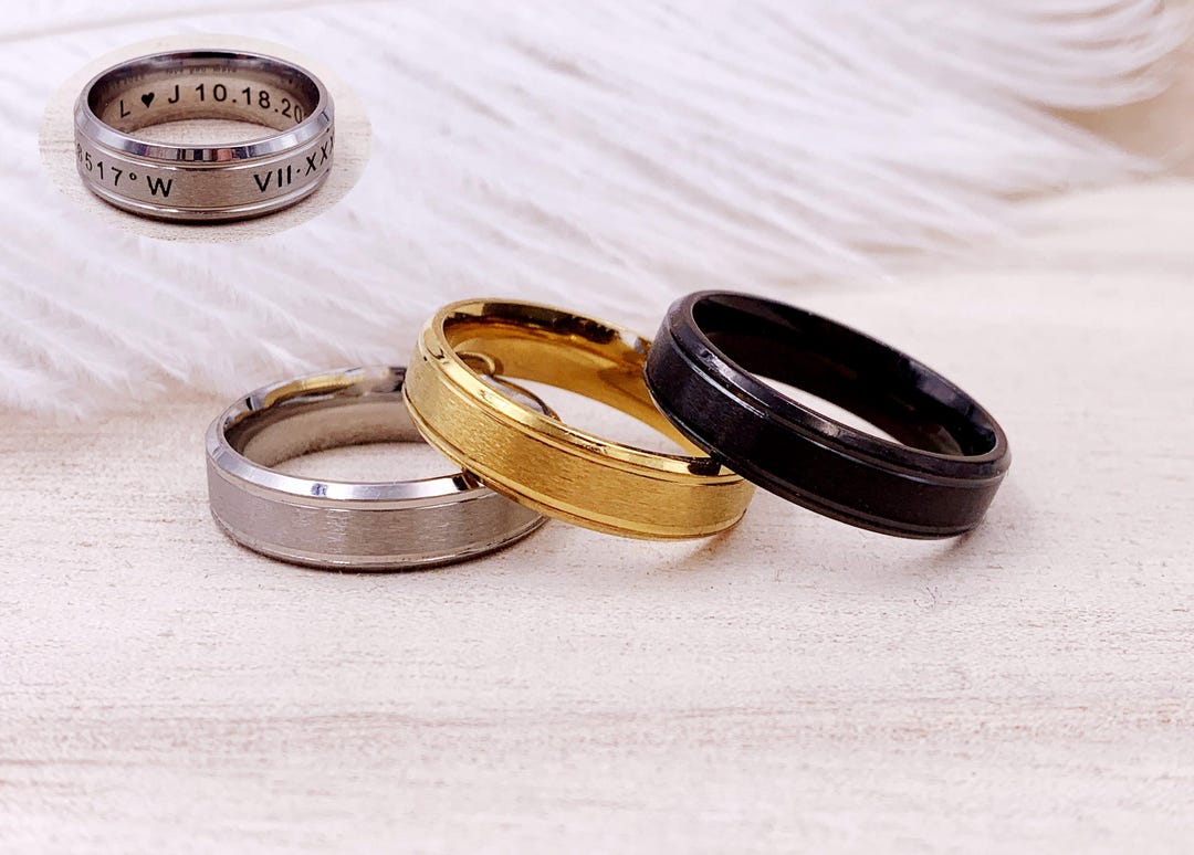 Customized 6mm Stainless Steel Ring, Laser Engraved Steel Ring, Unisex ...