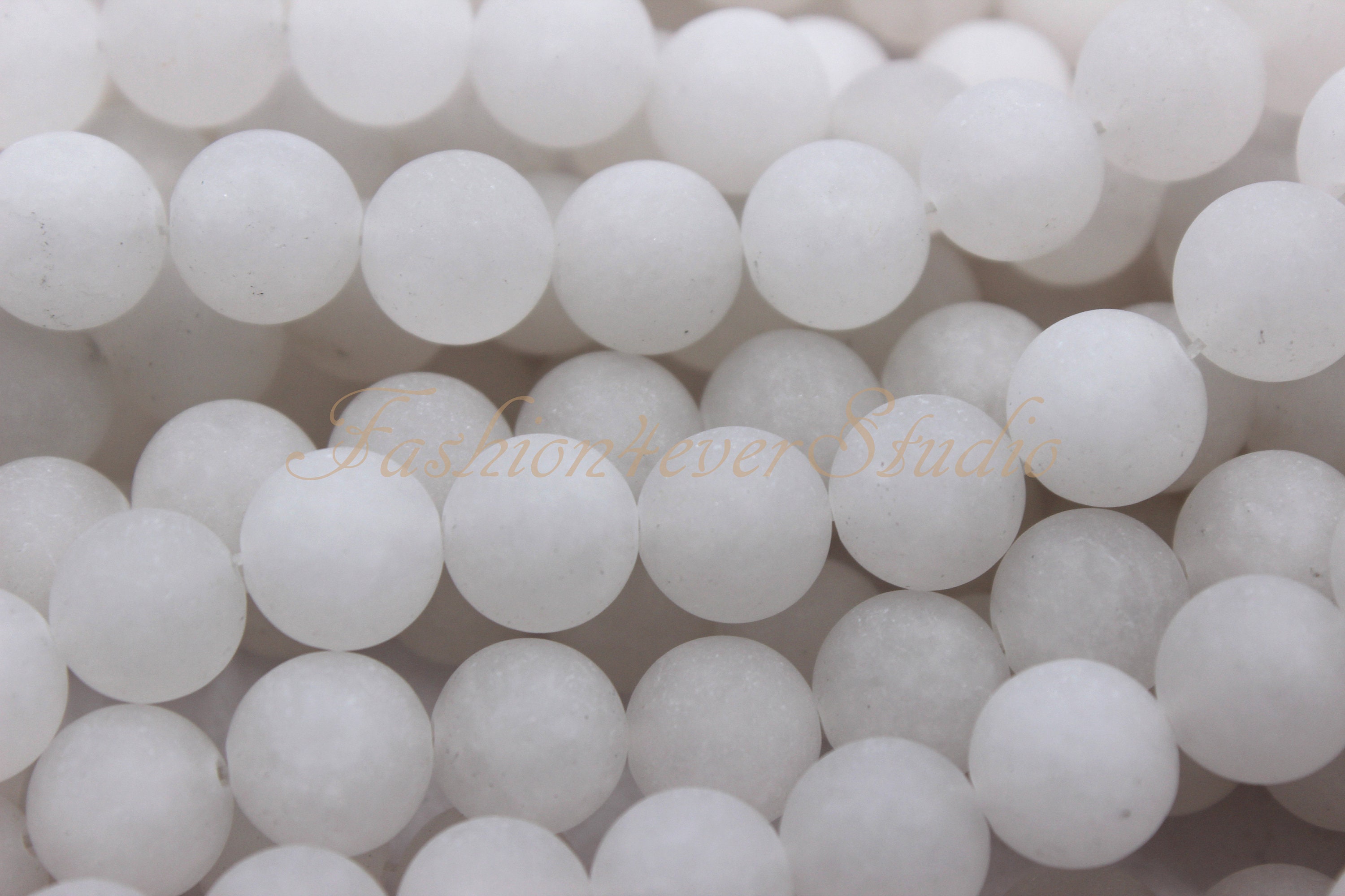 Matte White Jade Beads, 6mm 8mm 10mm, Full Strand 15.5 Inches, Gemstone ...