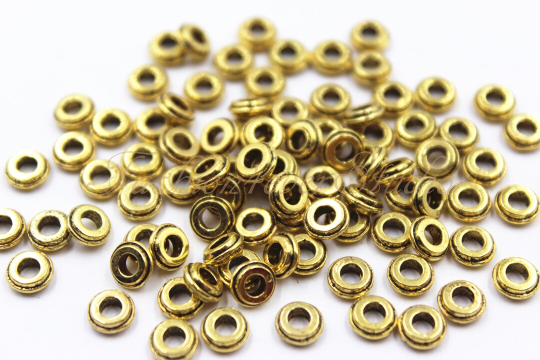60pcs Oxidized Gold Tone Base Metal Beads 1mmx4mm, Gold Beads, Spacer ...