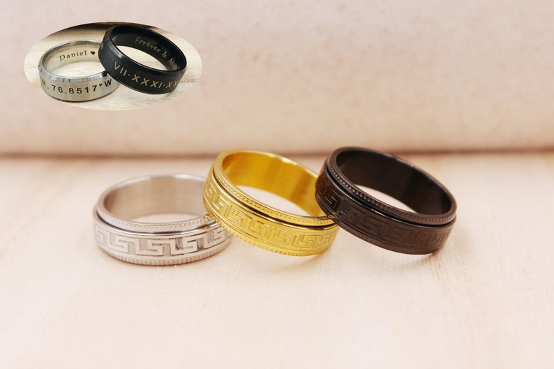 Customized 8mm Stainless Steel Ring, Steel Spinner Ring, Unisex Ring ...