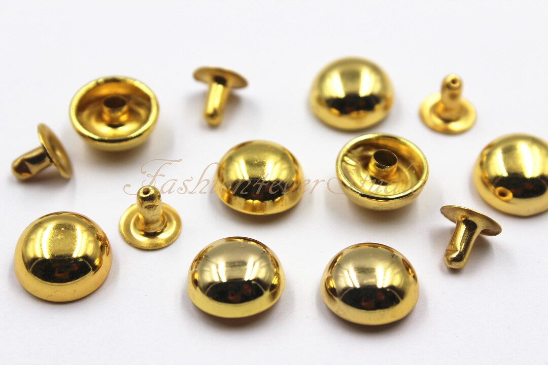 30pcs Gold Half Round Studs Spikes, 7mm 9mm 11mm Metal Studs, Rivets ...