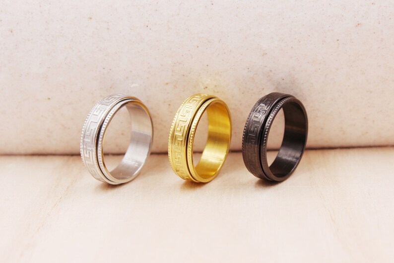 Customized 8mm Stainless Steel Ring, Steel Spinner Ring, Unisex Ring ...
