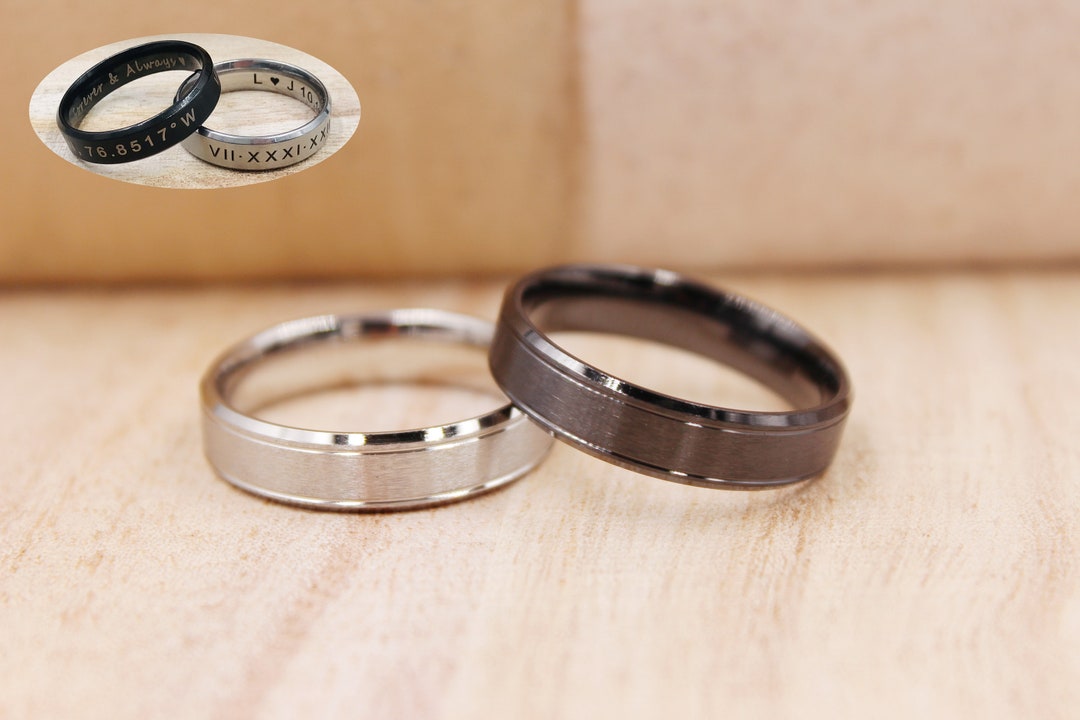 Customized 6mm Stainless Steel Ring, Laser Engraved Steel Ring, Unisex ...