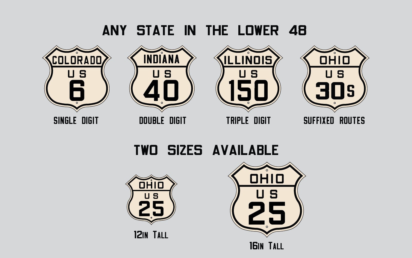 Vintage Wooden US Highway Sign Replica. Customizable Routes, States and ...