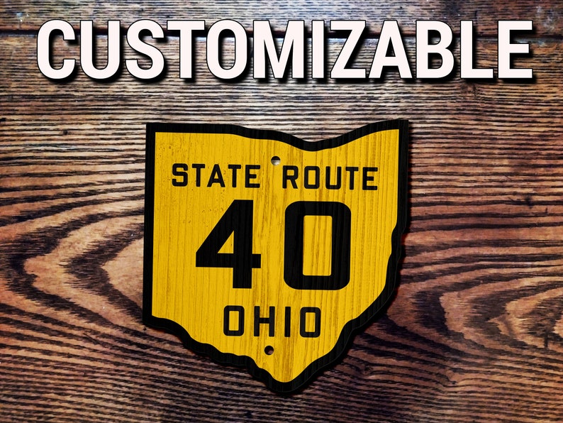 Vintage Wooden Ohio State Highway Sign Replica. Customizable Routes and ...