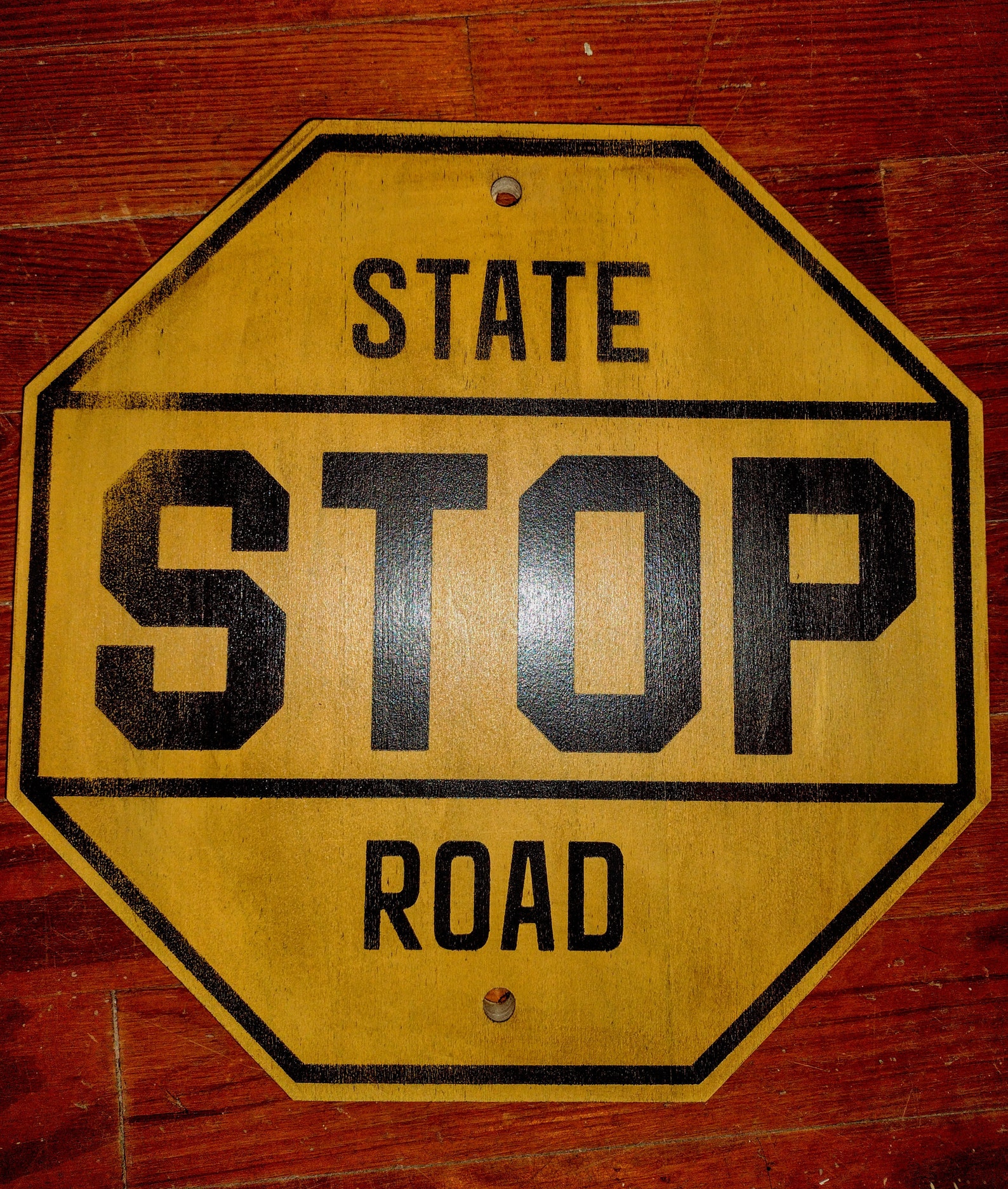 Vintage Wooden Yellow Stop Sign Replica. Customizable Wording - Etsy