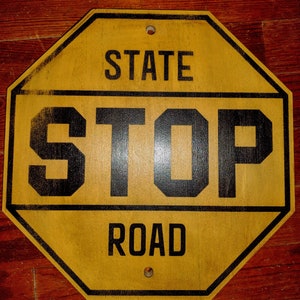 Vintage Wooden Yellow Stop Sign Replica. Customizable Wording and Sizes ...