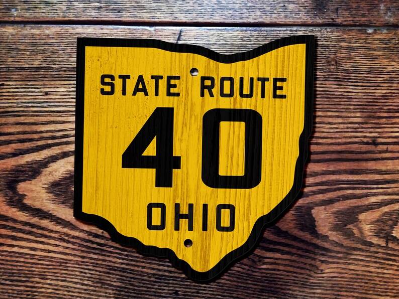 Vintage Wooden Ohio State Highway Sign Replica. Customizable Routes and ...