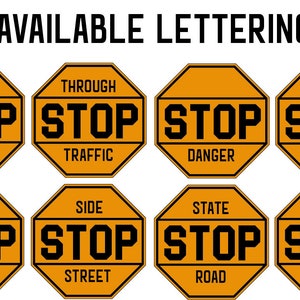 Vintage Wooden Yellow Stop Sign Replica. Customizable Wording and Sizes ...