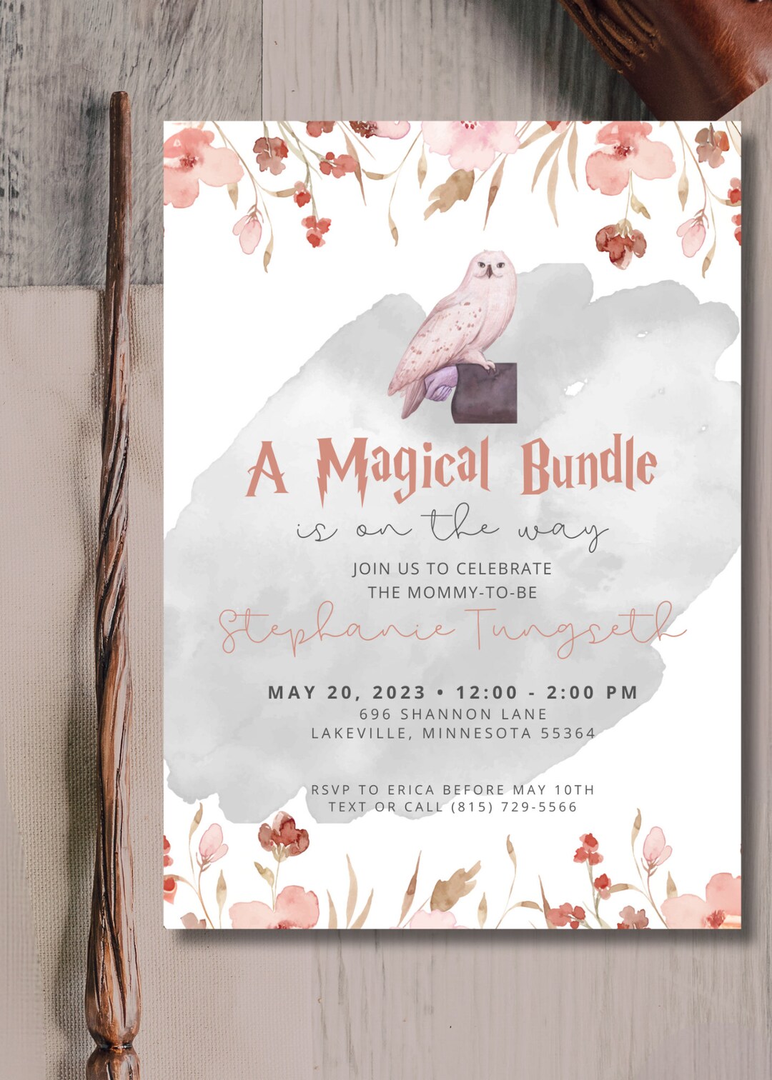 Magical Wizard Baby Shower Invitation Editable Magic Wizard Witch ...