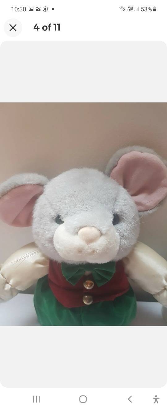 Vintage GIBSON GRETTINGS 1995 Cute Mouse Soft Plush Toy Teddy Velvet ...