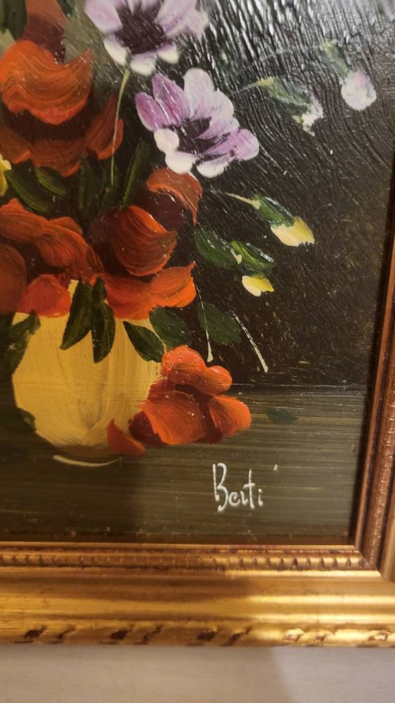 Vintage Old Beautiful Oil Painting Signed Flowers Details - Etsy