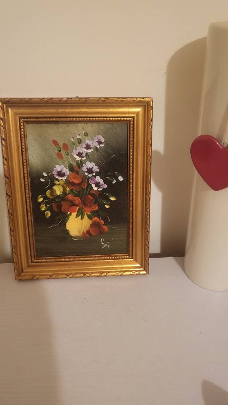 Vintage Old Beautiful Oil Painting Signed Flowers Details - Etsy