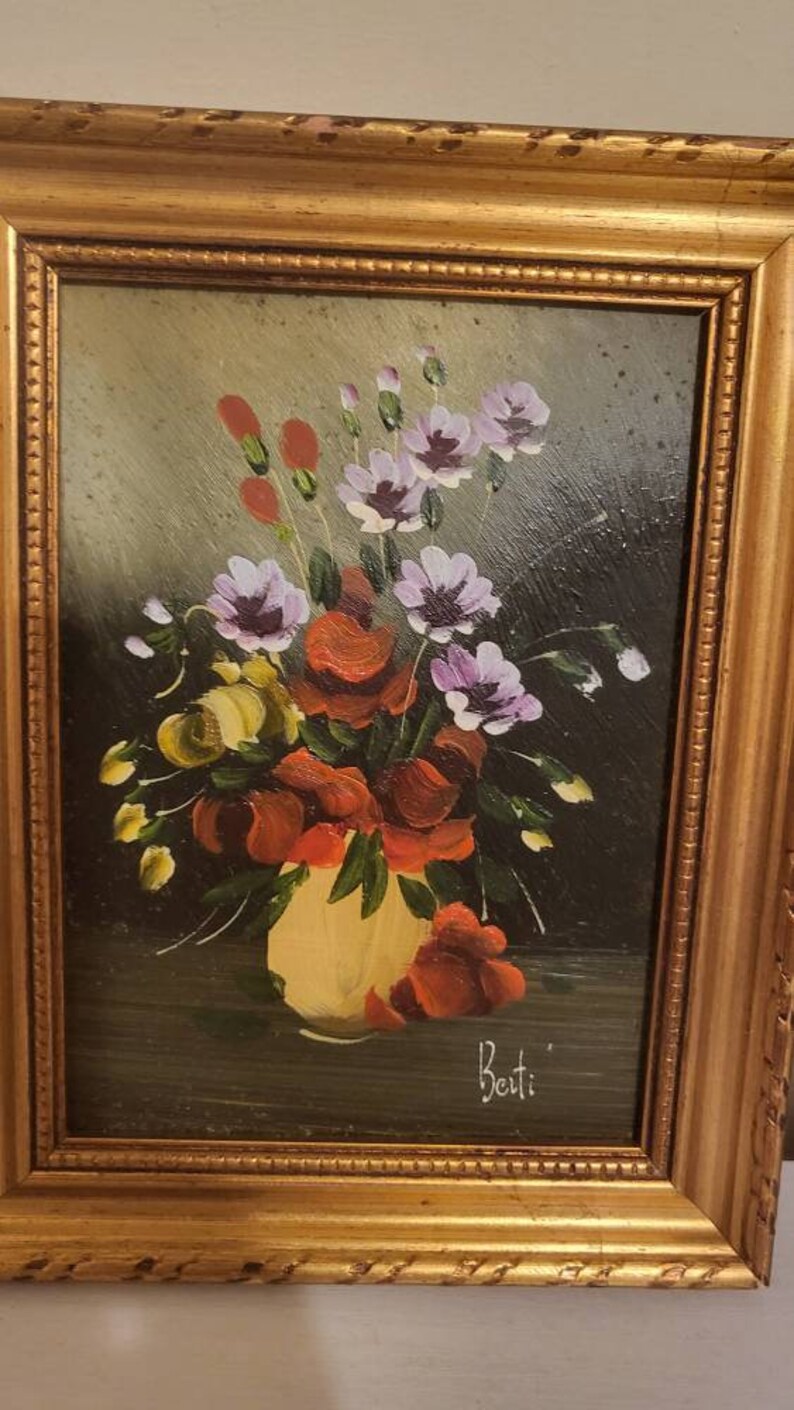 Vintage Old Beautiful Oil Painting Signed Flowers Details - Etsy