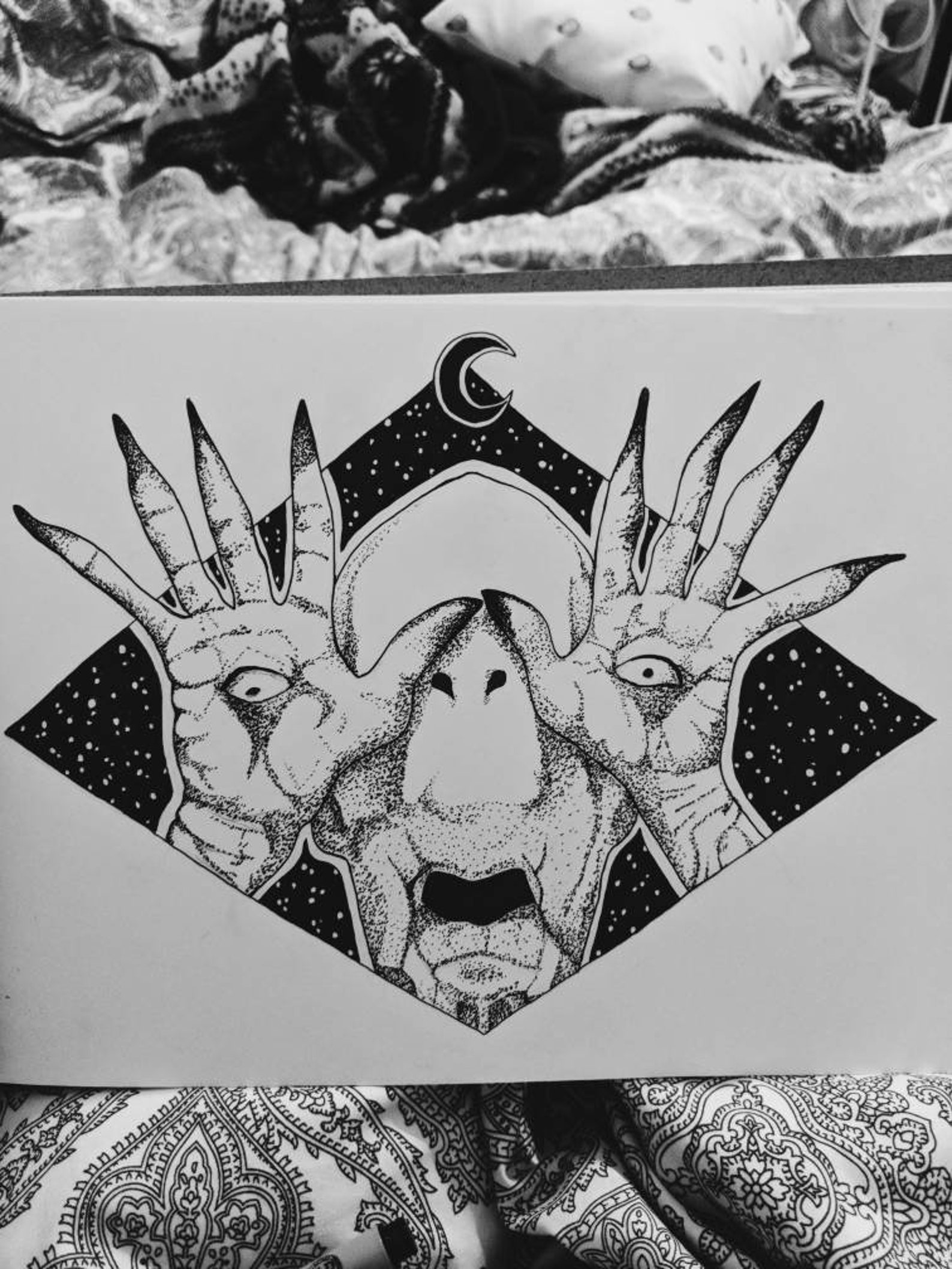 The Pale Monster Pans Labyrinth A4 Dotwork Illustration - Etsy