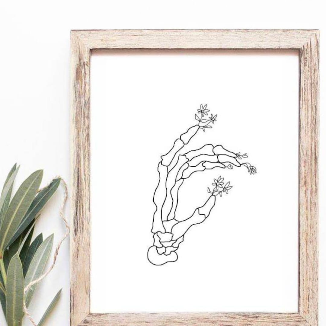 Floral Skeleton Hand - A5 Digital Print - Etsy