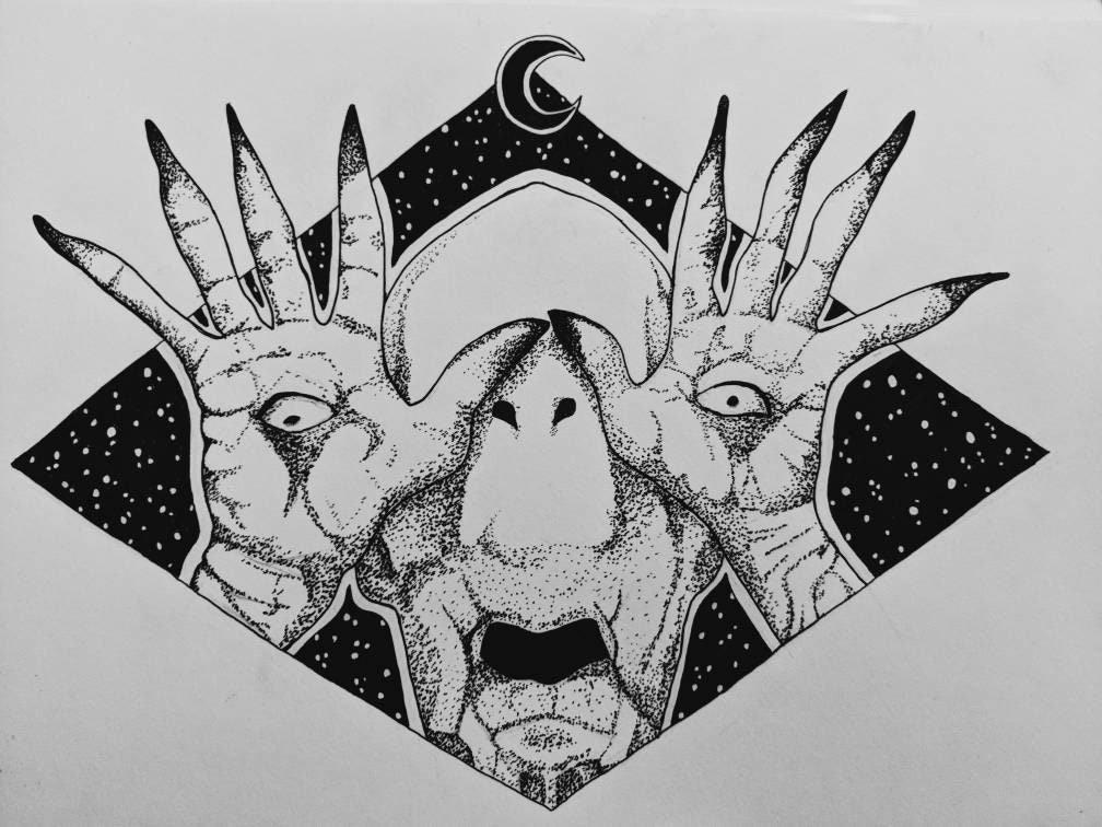 The Pale Monster Pans Labyrinth A4 Dotwork Illustration | Etsy