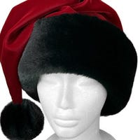 Classic Red Velvet Luxe Santa Hat, Luxury Velvet and Faux Fur Santa Hat ...