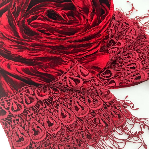 Lace Fringe Scarf - Etsy