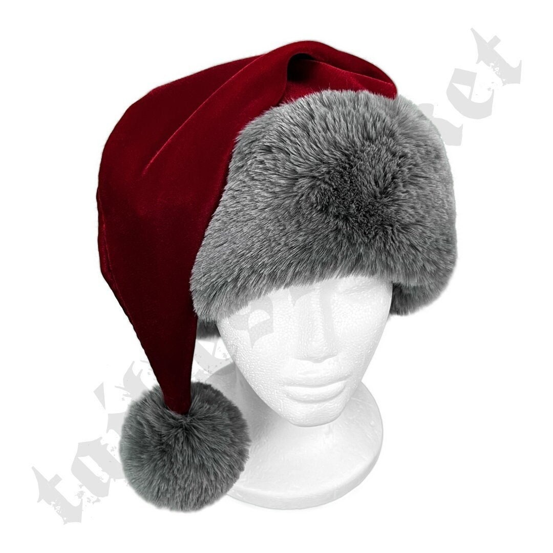 PREMIUM VELVET Luxury Faux Fur Santa Hat - Etsy