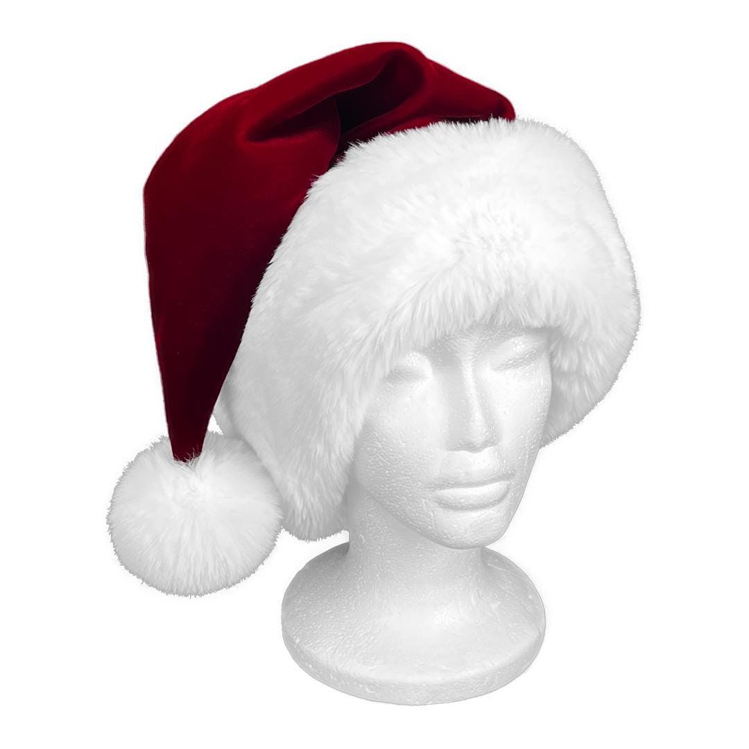PREMIUM VELVET & SILK Luxury Faux Fur Classic Red White Santa Hat - Etsy