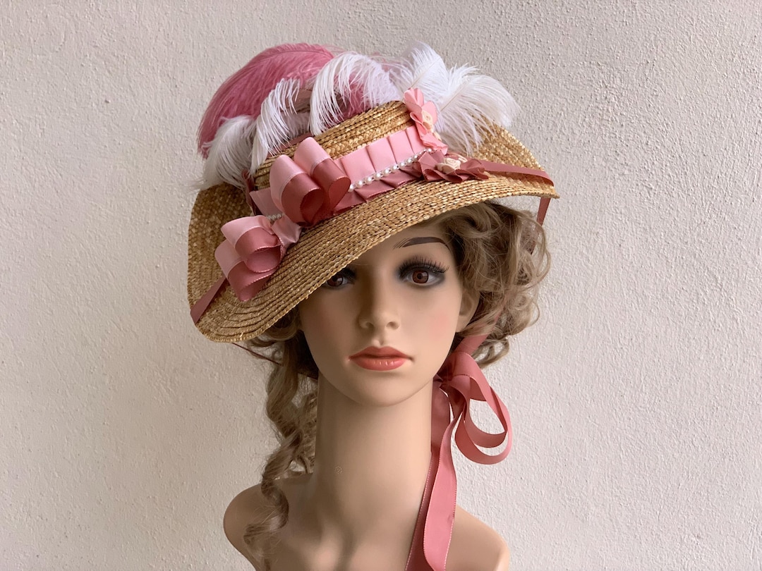 Strohhut Bergere, Schäferinnenhut, Rokoko Strohhut, Historischer Hut ...