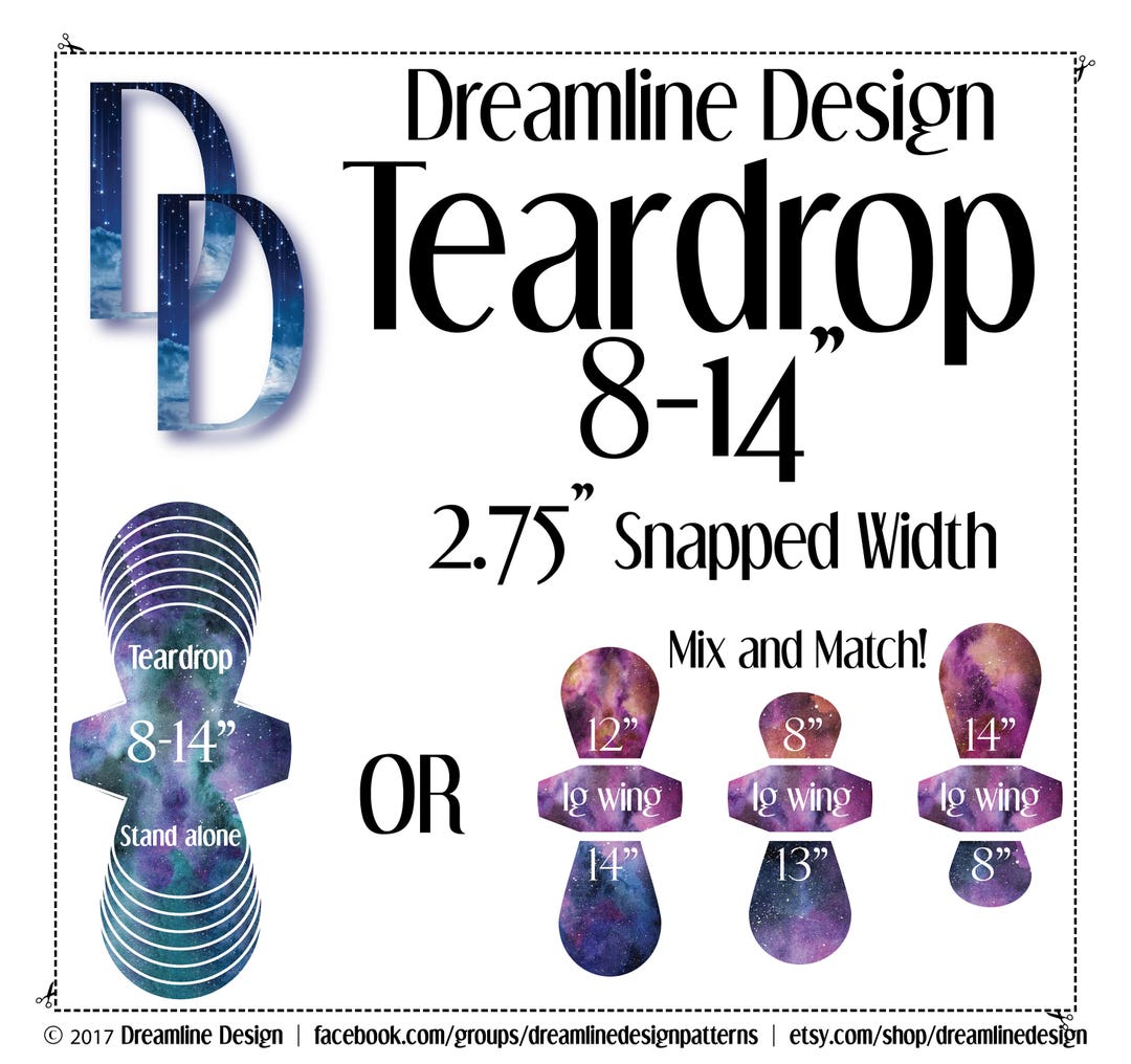 2.75" | 7 Sizes | Teardrop Complete Bundle | 8" - 14" | Cloth Pad ...