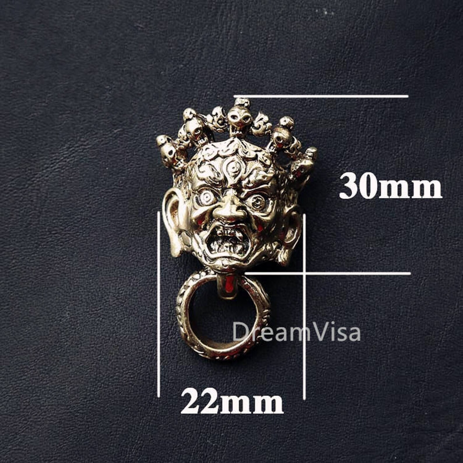 Handmade Brass 般若 Evil Oni Noh Hannya Mask Demon Skull Connector Hanny ...