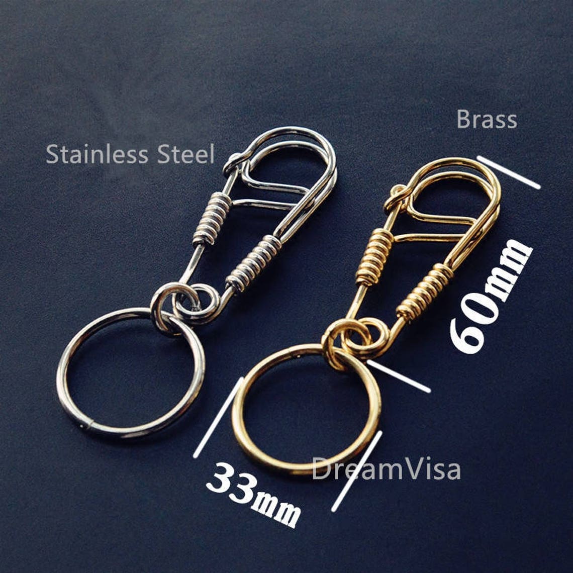 Handmade Stainless Steel/brass Key Chain Clap Loop Belt / Brass Hook ...