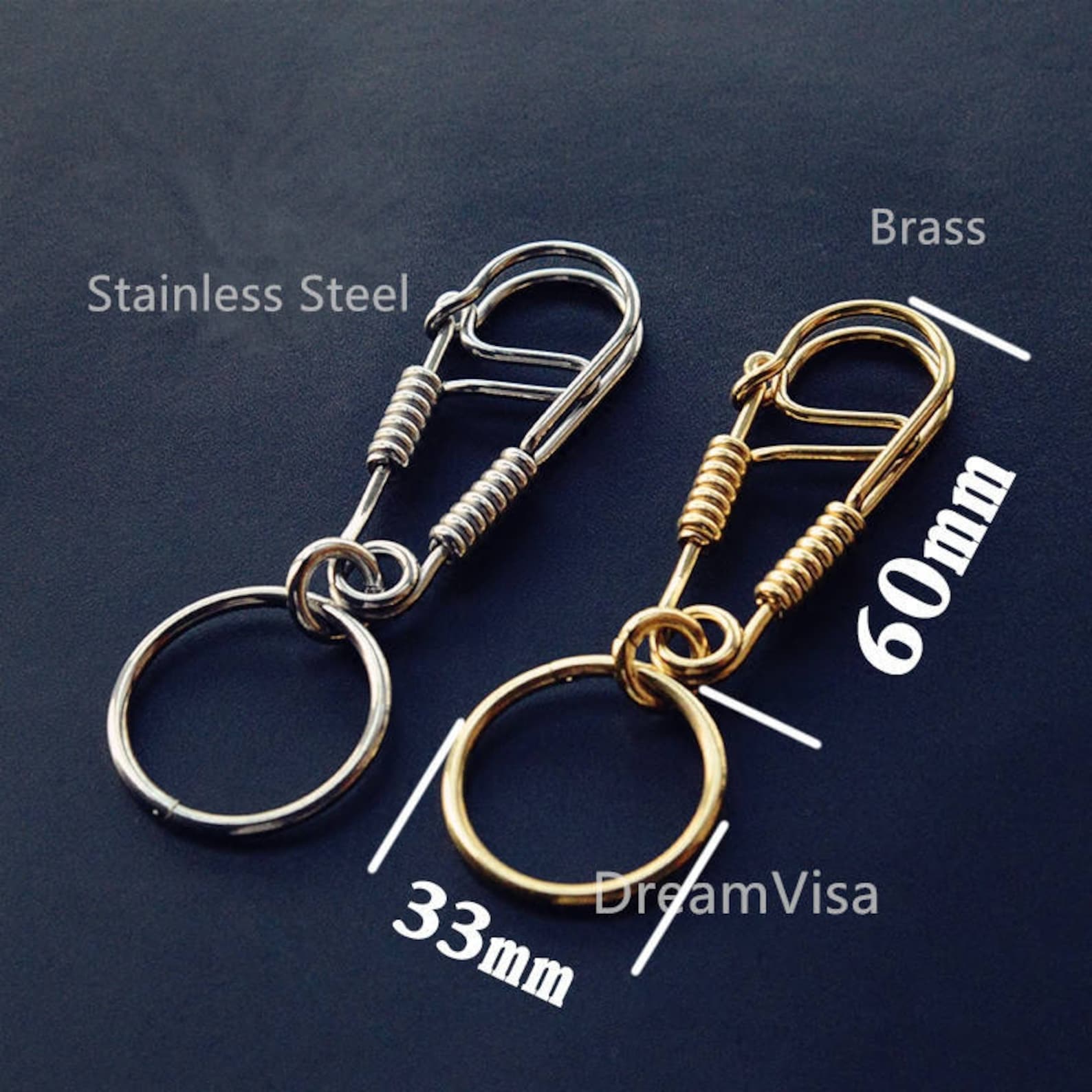 Handmade Stainless Steel/brass Key Chain Clap Loop Belt / - Etsy