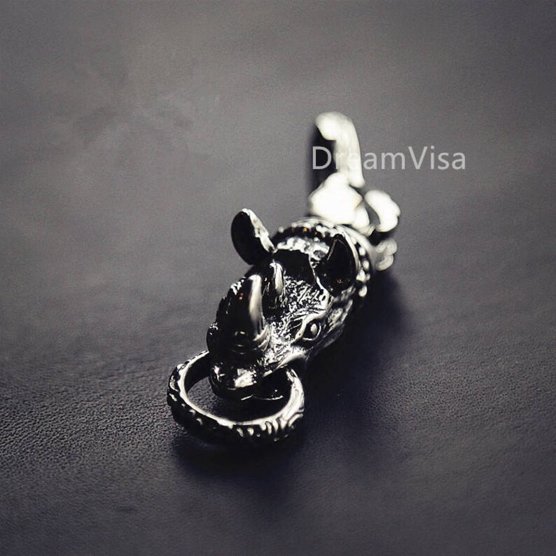 Rhinoceros Head Biker Wallet Chain Connector Concho Solid | Etsy