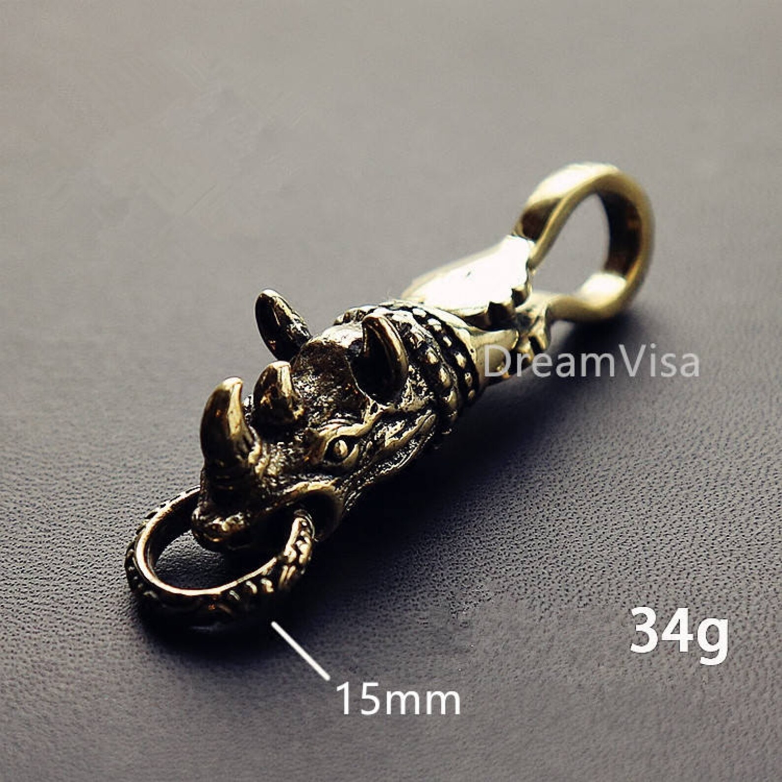 Rhinoceros Head Biker Wallet Chain Connector Concho Solid | Etsy