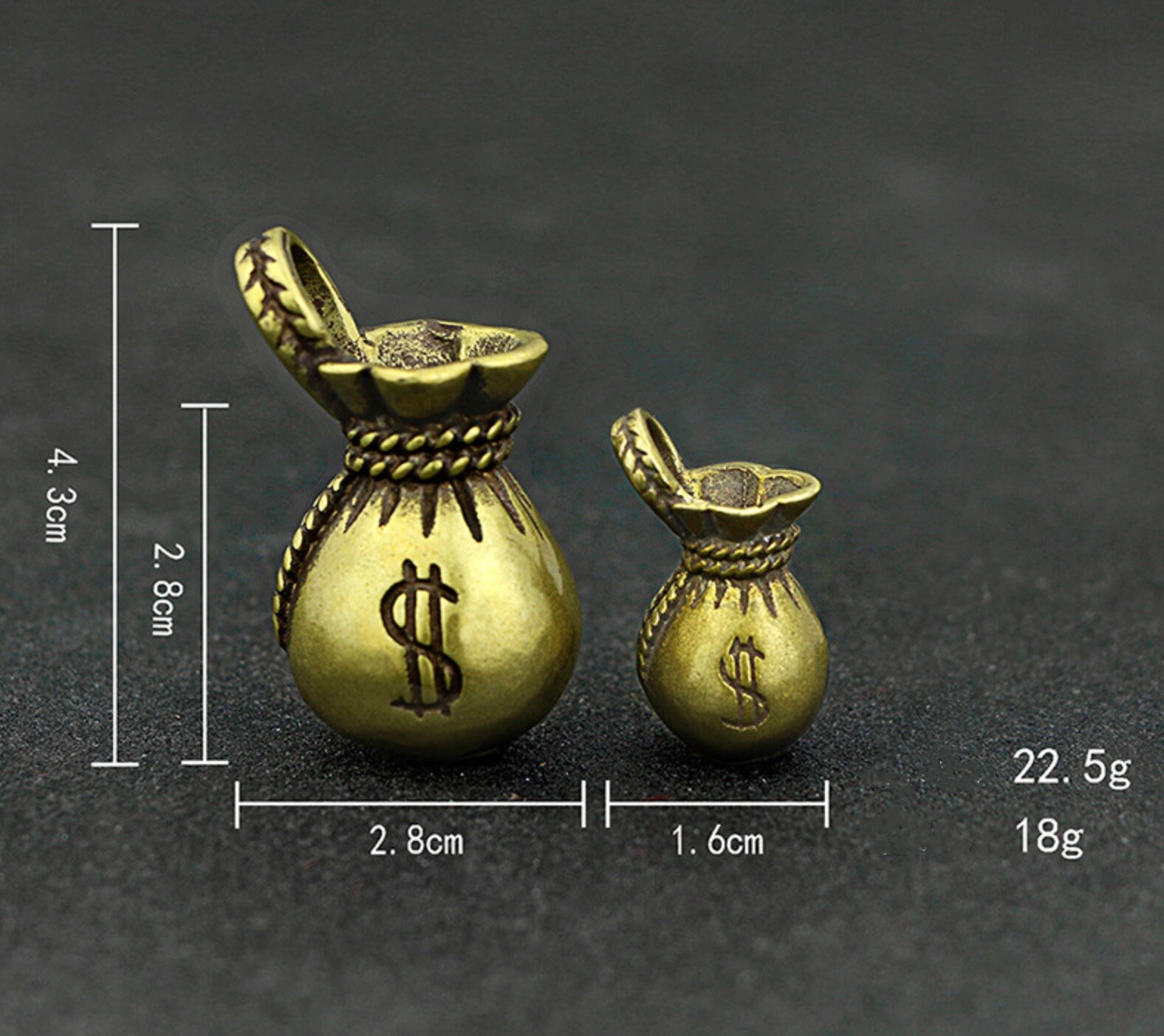 Handmade Fine Brass Money Bag Creative Handwork Lucky Charm Pendant EDC ...