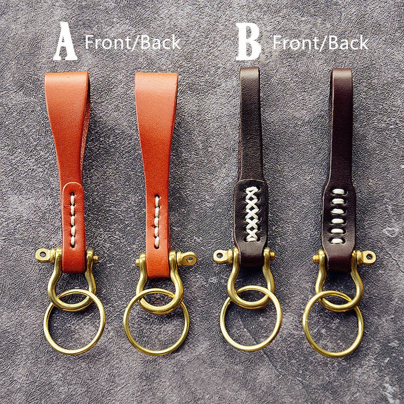 Handmade Leather and Brass Connector, Bike Key Chain Belt Key Ring ...
