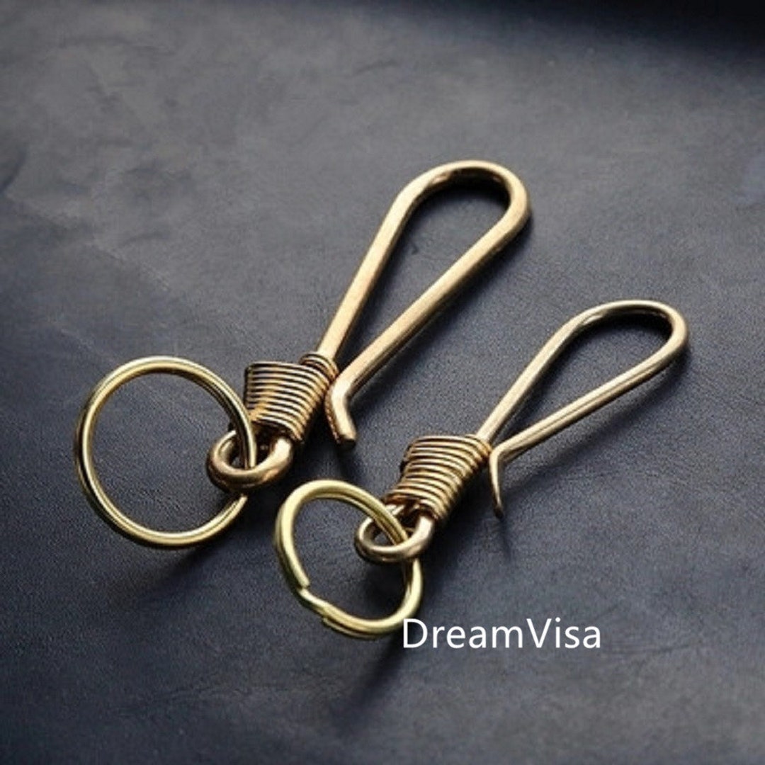 Handmade Vintage U-shape Fob Solid Brass Wallet Shackle Chain Key Ring ...