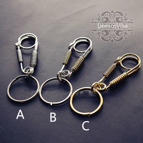 Handmade Stainless Steel/brass Key Chain Clap Loop Belt / - Etsy