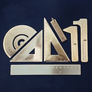 Ruler Set Caliper Protractor Ruler Triangle Ruler Brass Ruler, EDC ...