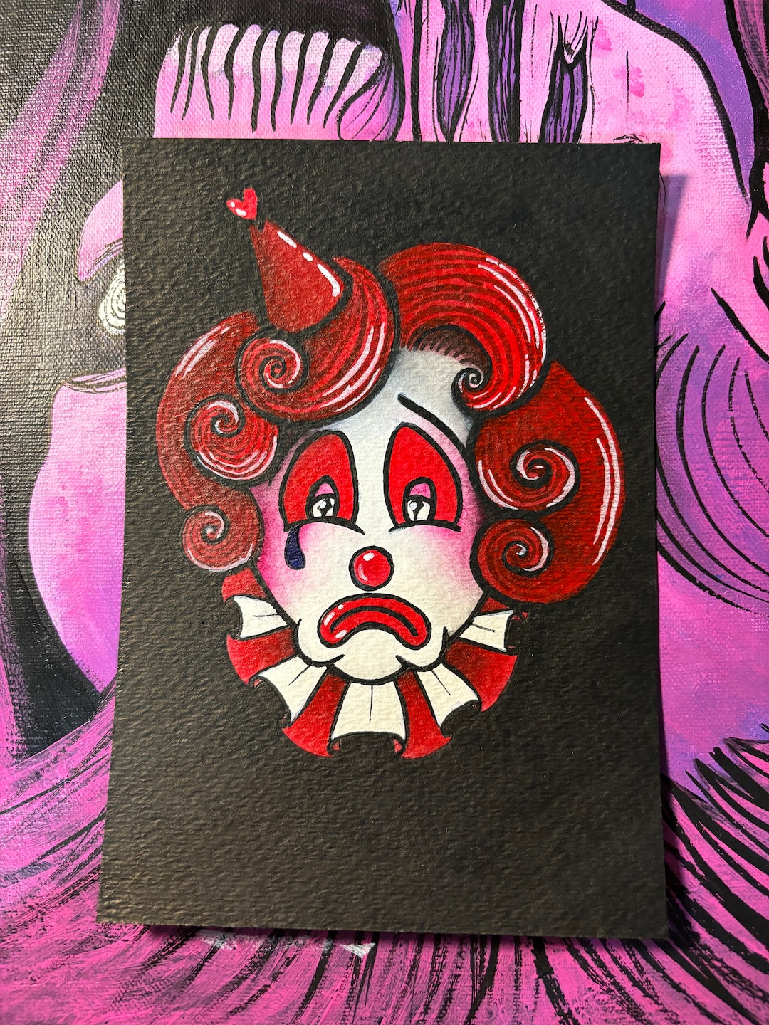 Sad Clown Valentine “quit Clowning Me” ORIGINAL Neo Traditional Tattoo ...