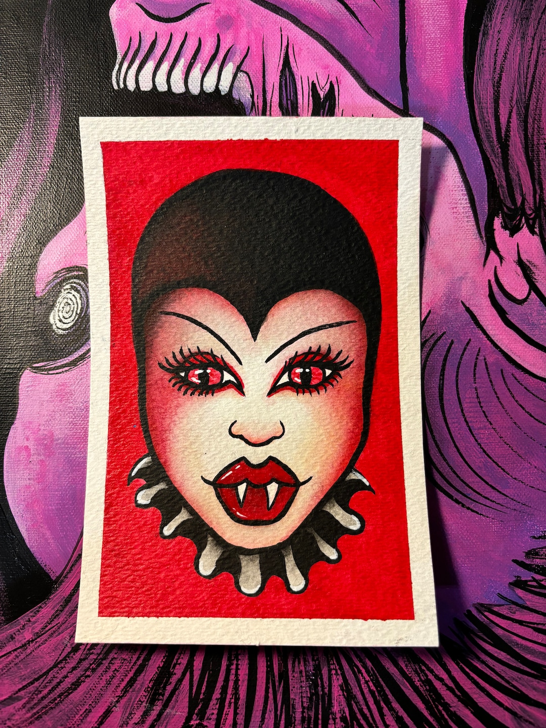 Vampire Valentine ORIGINAL Neo Traditional Tattoo Flash Painting - Etsy