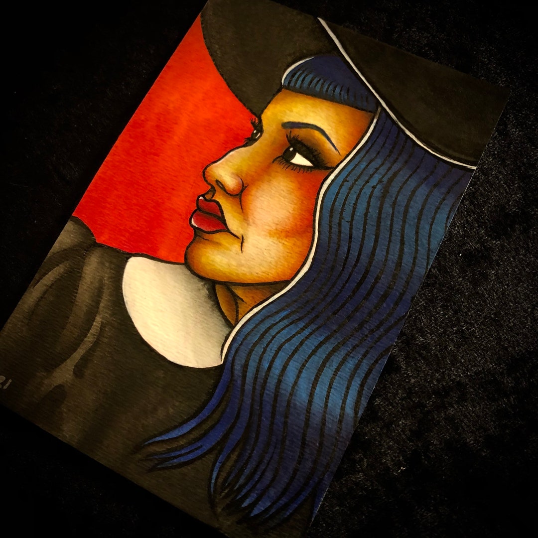 Watercolor Portrait Goth Wednesday Adams Witch (original Painting) - Etsy