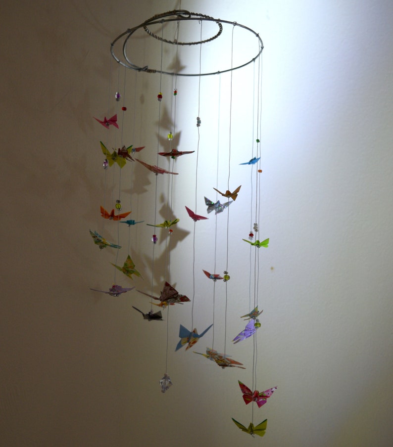 Japanese Origami Butterflycrane Mobile Charm. Handmadelength - Etsy