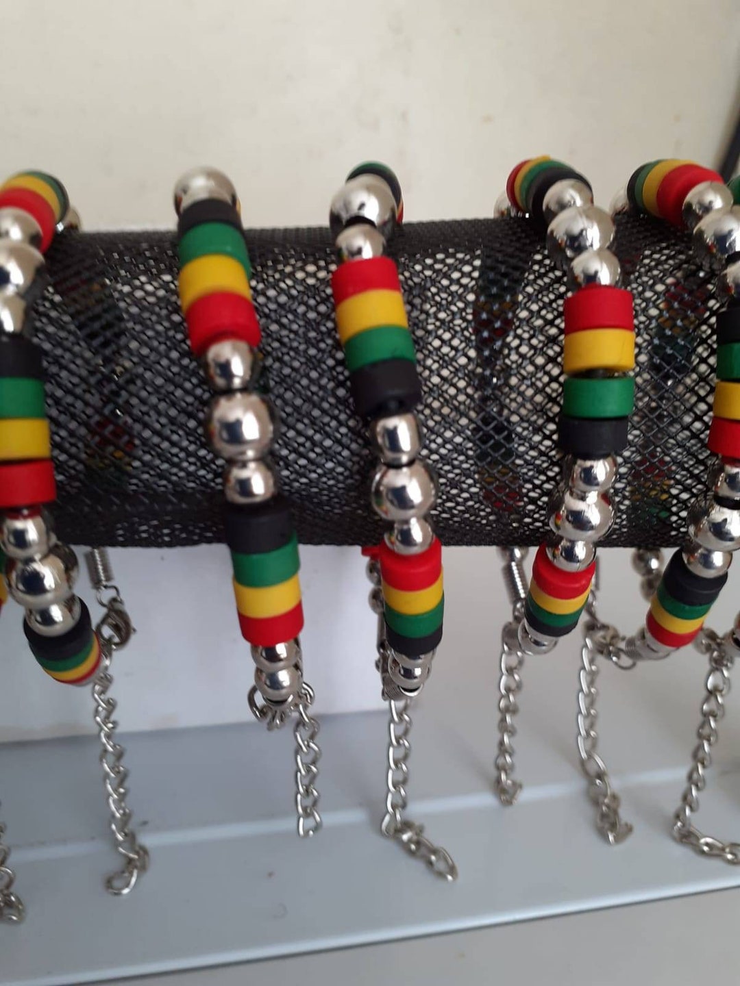 Handmade Rasta Jamaican Ethnic Glass & Wood Bead Bracelet - Etsy