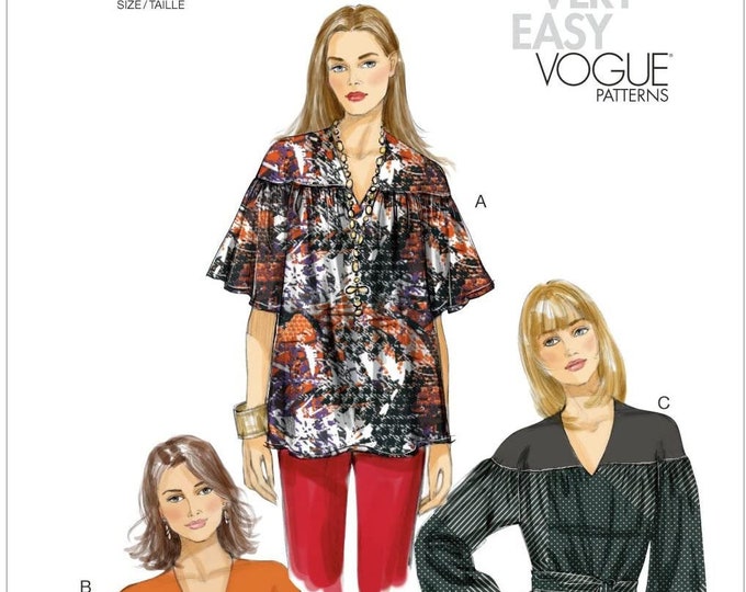Vogue Sewing Pattern for Womens Tops, Womens Tunic, Pullover Tops ...