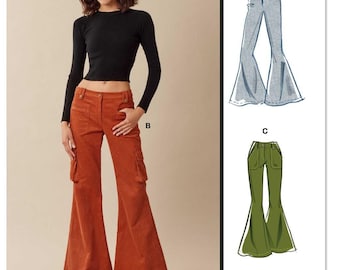 Sewing Pattern for Womens Pants, Cargo Pants, Drawstring Pants, Wide ...