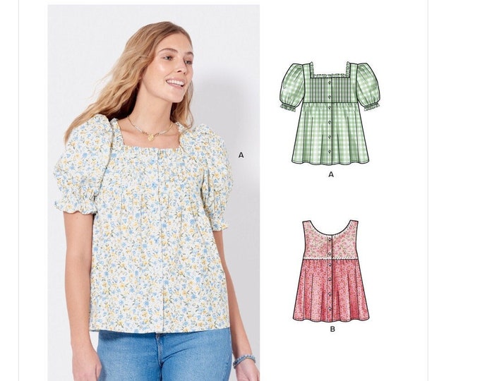 Easy Sewing Pattern for Women's Tops, Pullover Tunic, Tank Top, Puff ...