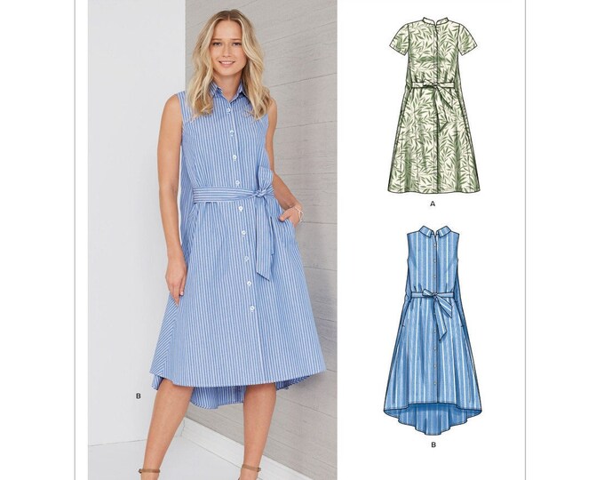 Sewing Pattern for Women's Dress, Shirt Dress, Button Front Dress ...