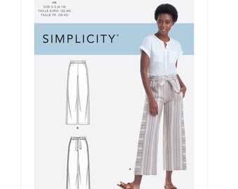 Easy Sewing Pattern for Womens Pants, Wide Leg Pants, Cropped Pants ...